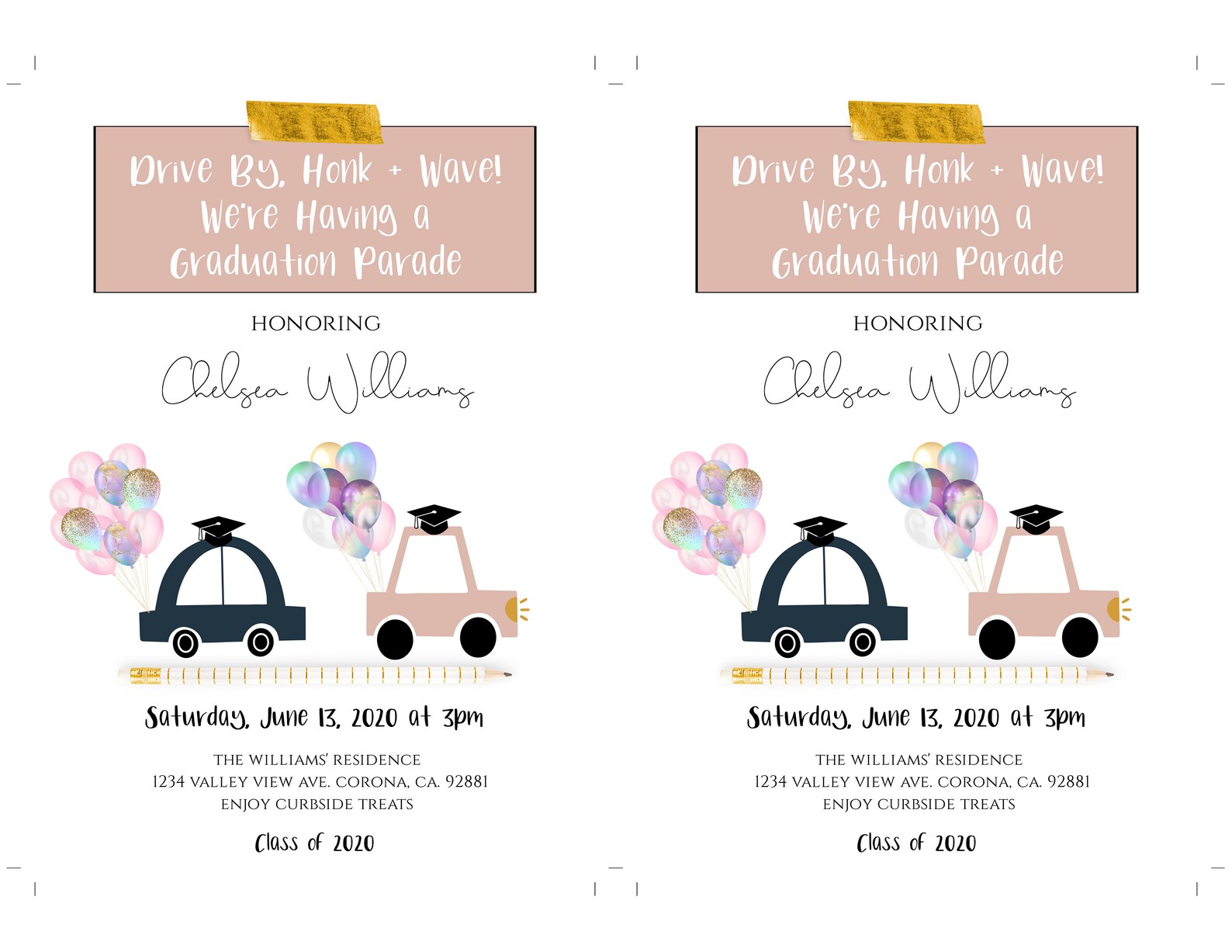 Drive by Graduation Parade Party Invitation Template Editable - Etsy