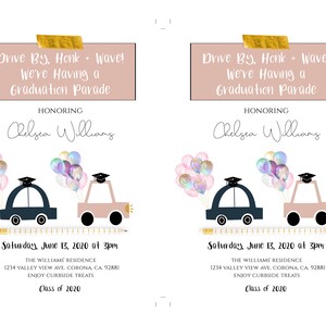 Drive by Graduation Parade Party Invitation Template, Editable Social ...