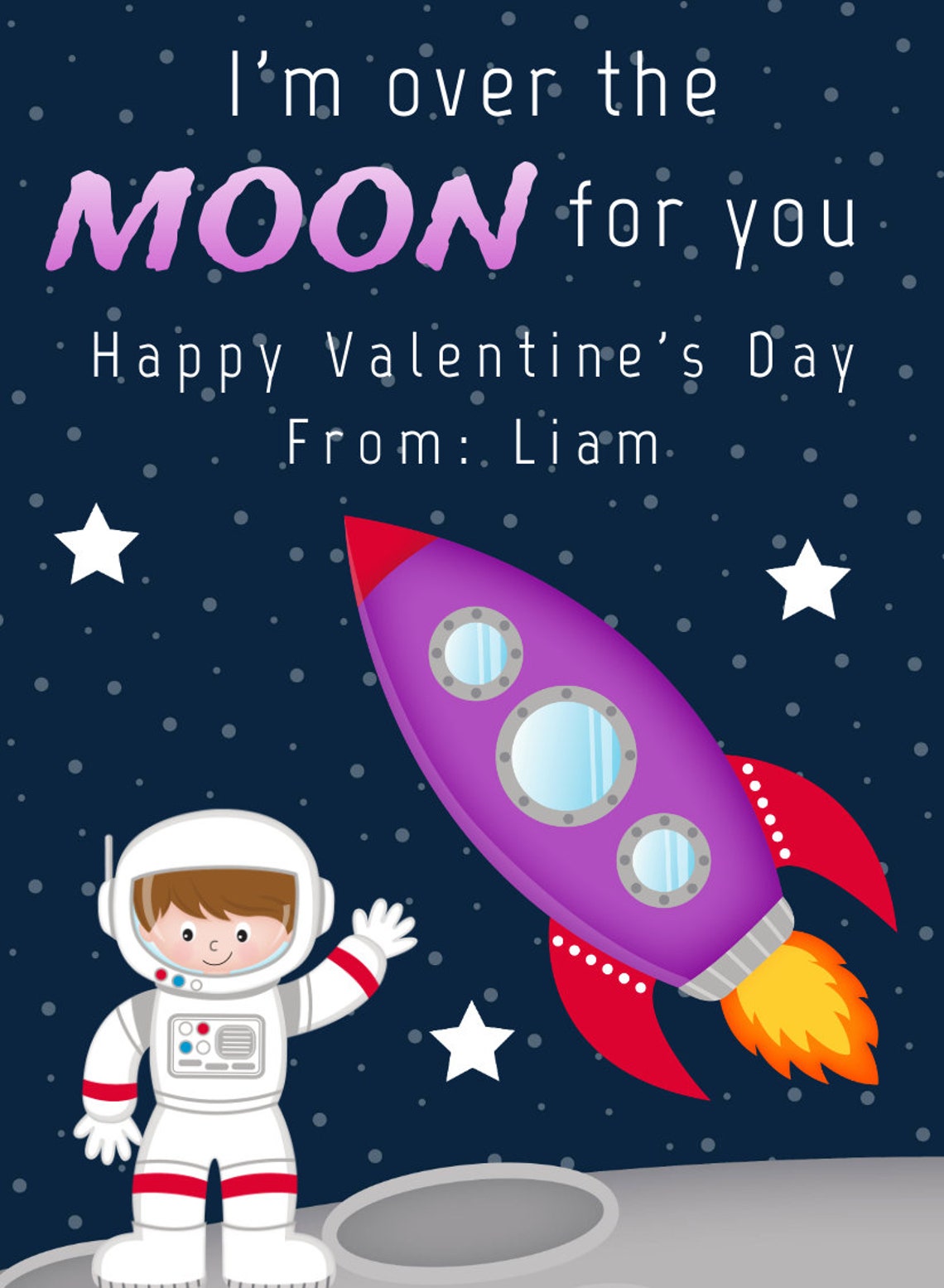 Space Valentine Card Template Outer Space Valentines Cards | Etsy
