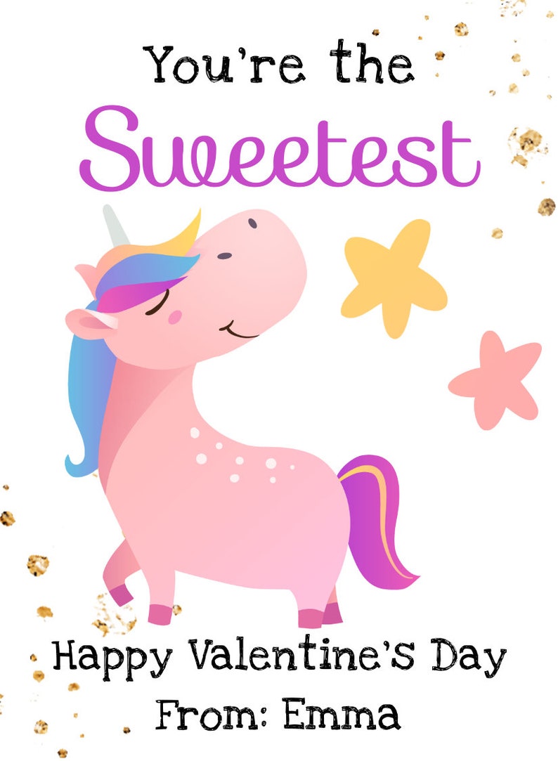 Magical Valentines Day Card Template Unicorn Valentines Cards | Etsy