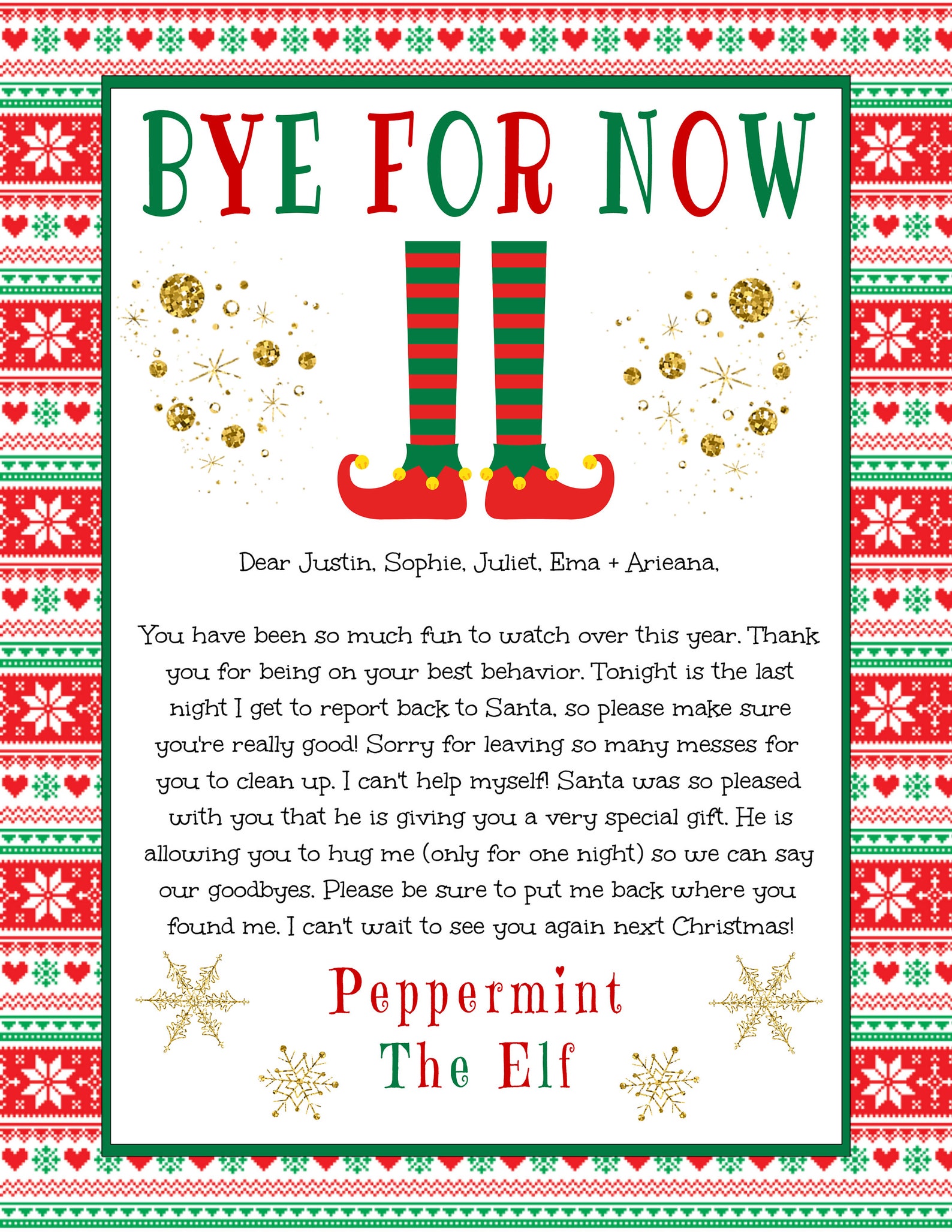 Elf Goodbye Letter Template Editable Elf Farewell Christmas Etsy
