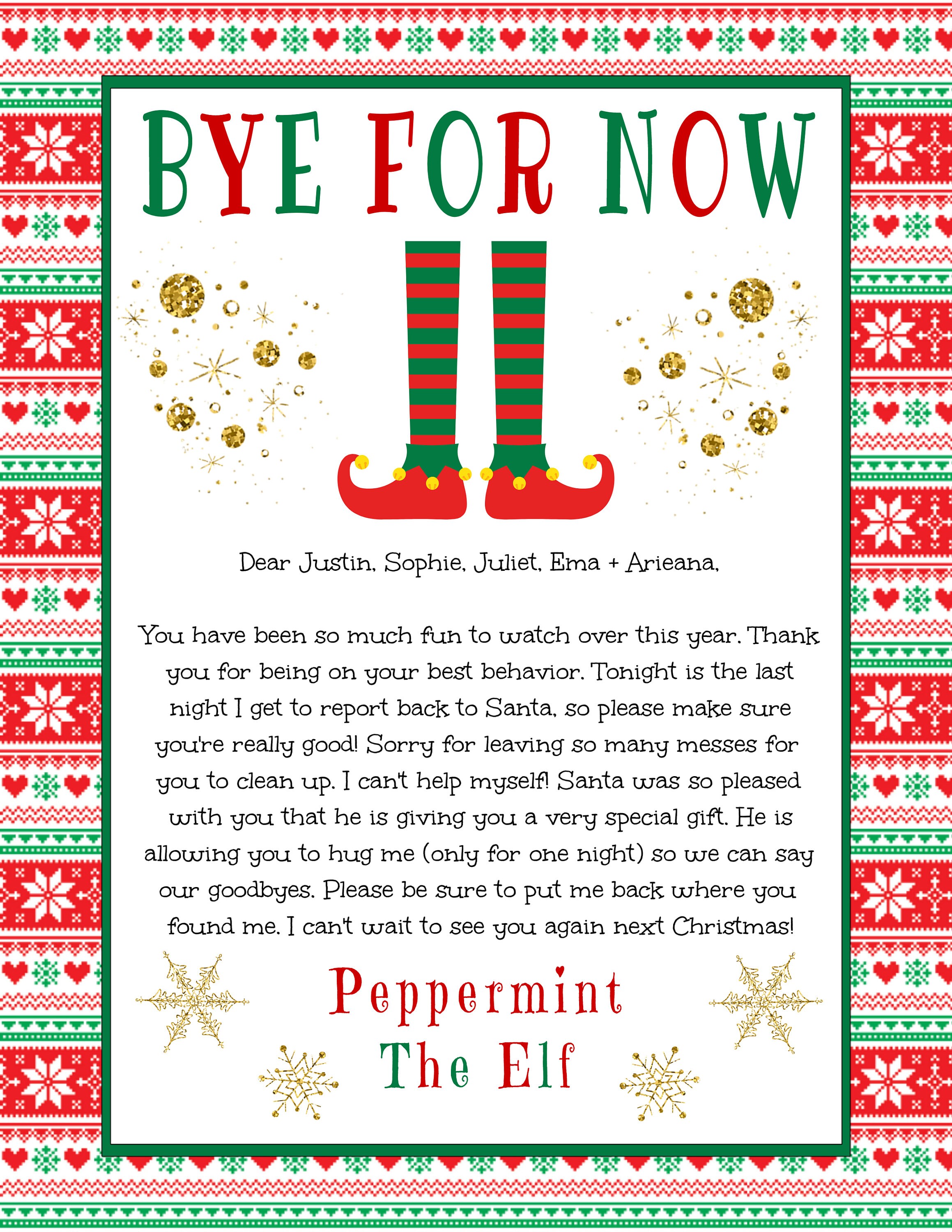Editable Elf Letter Template
