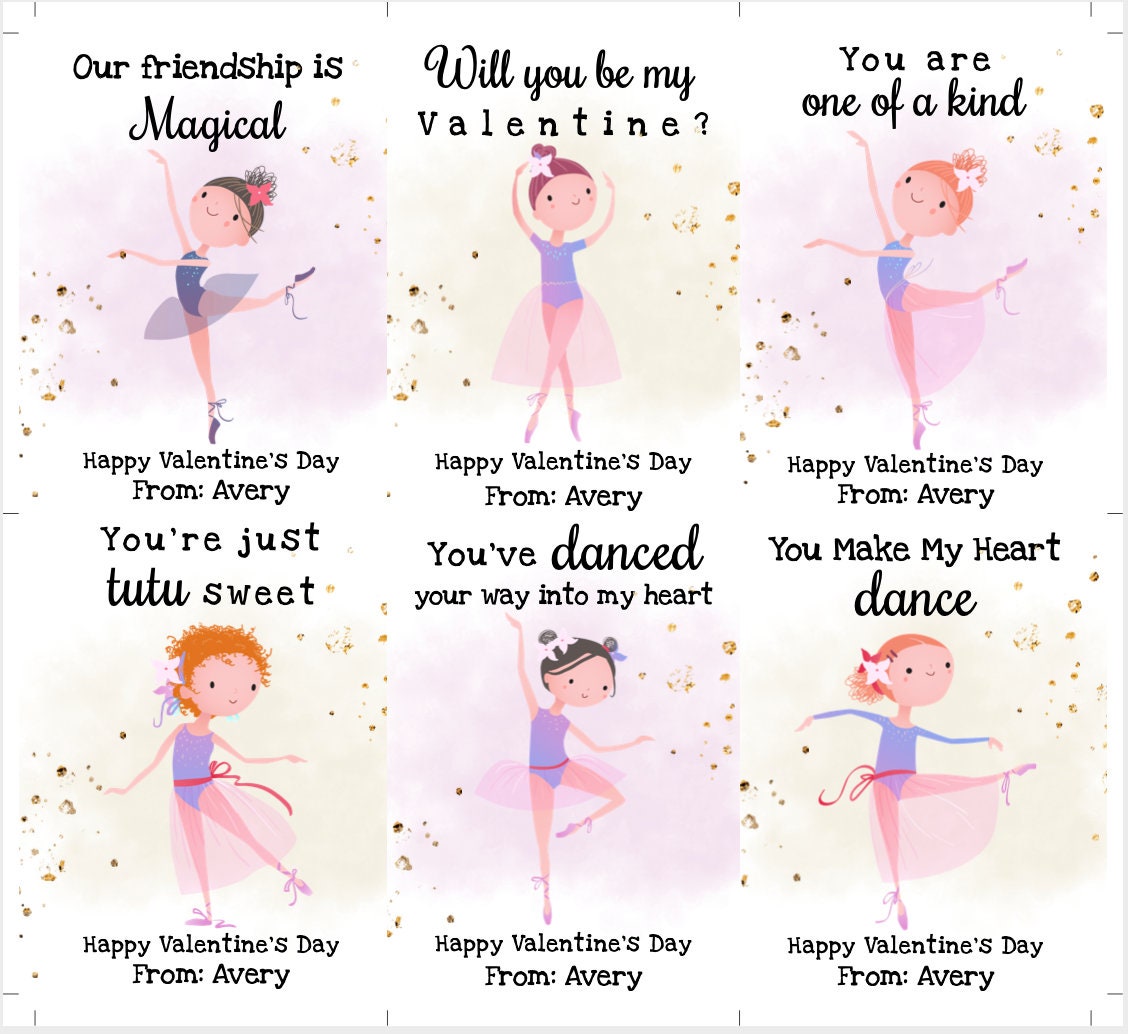 Ballet Valentines Day Card Template, Ballet Valentines Cards for Kids ...