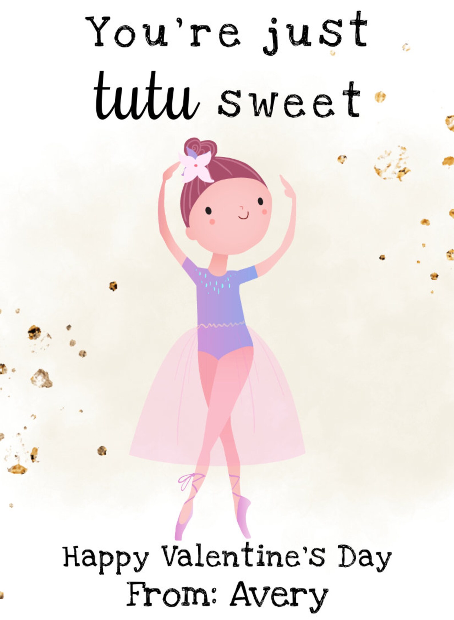 Dance Valentines Day Card Template, Ballet Valentines Cards for Kids ...