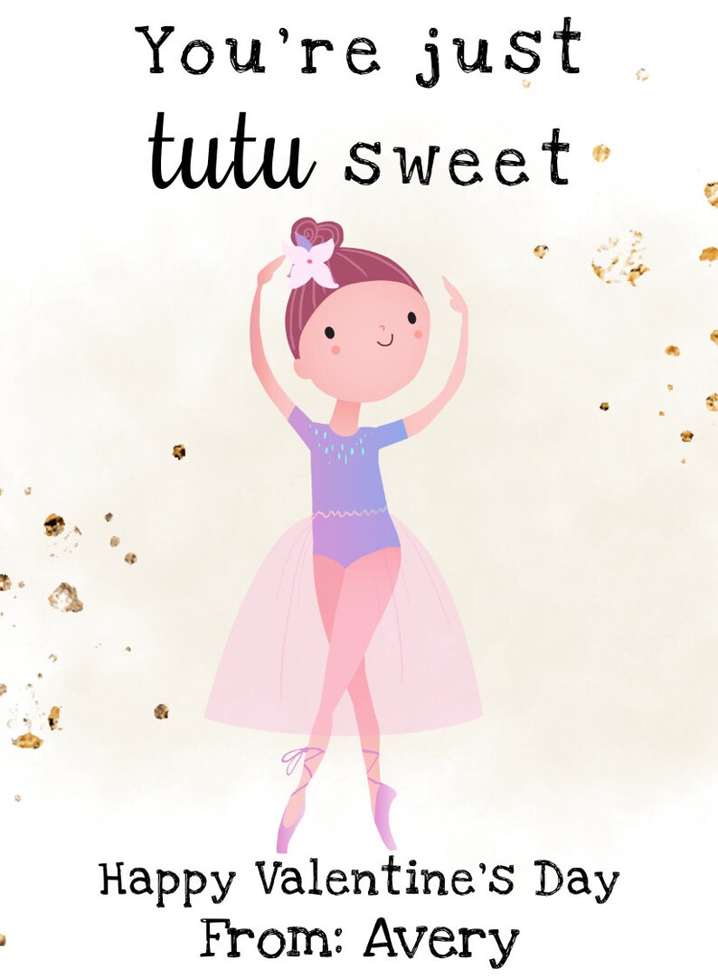 Dance Valentines Day Card Template Ballet Valentines Cards - Etsy