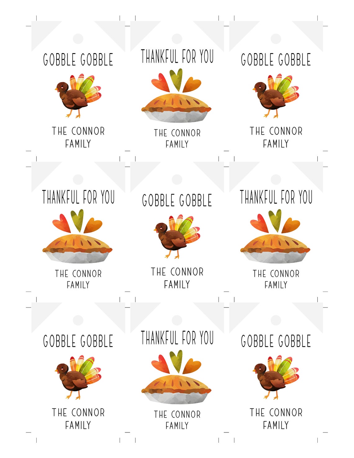 Thanksgiving Treat Gift Tag Template Printable Turkey Gift - Etsy