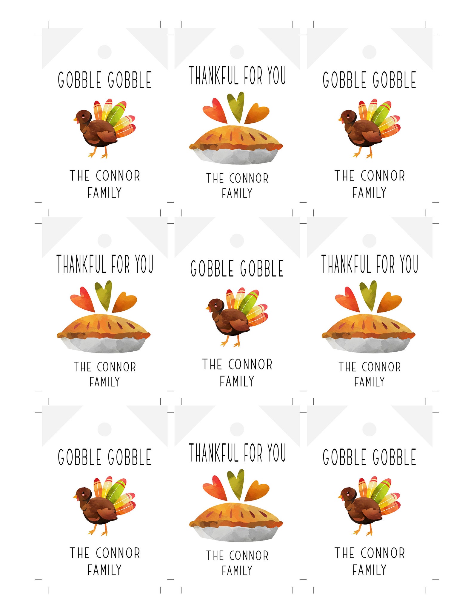 Thanksgiving Treat Gift Tag Template Printable Turkey Gift - Etsy