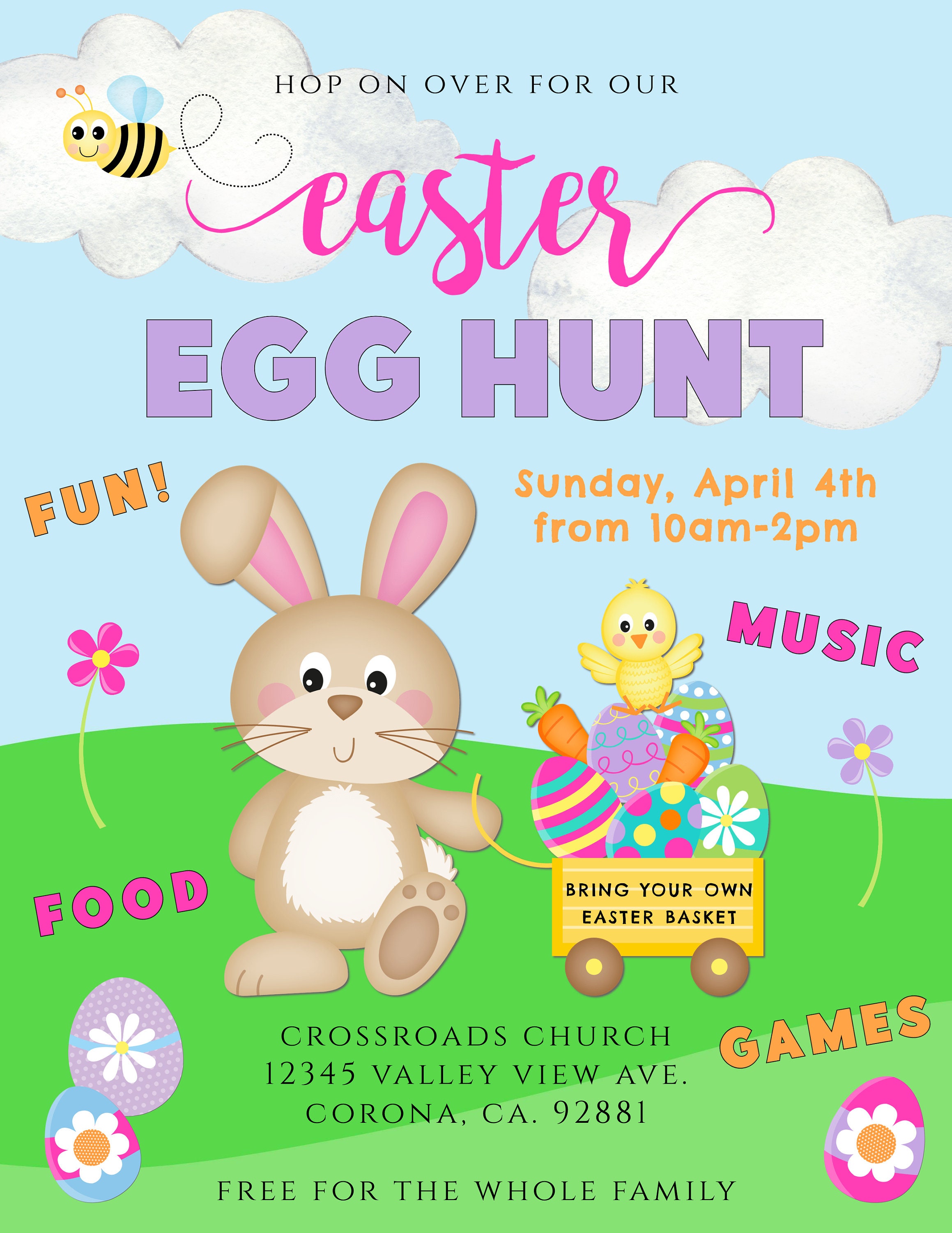 Easter Egg Hunt Invitation FLYER Template Printable Easter - Etsy