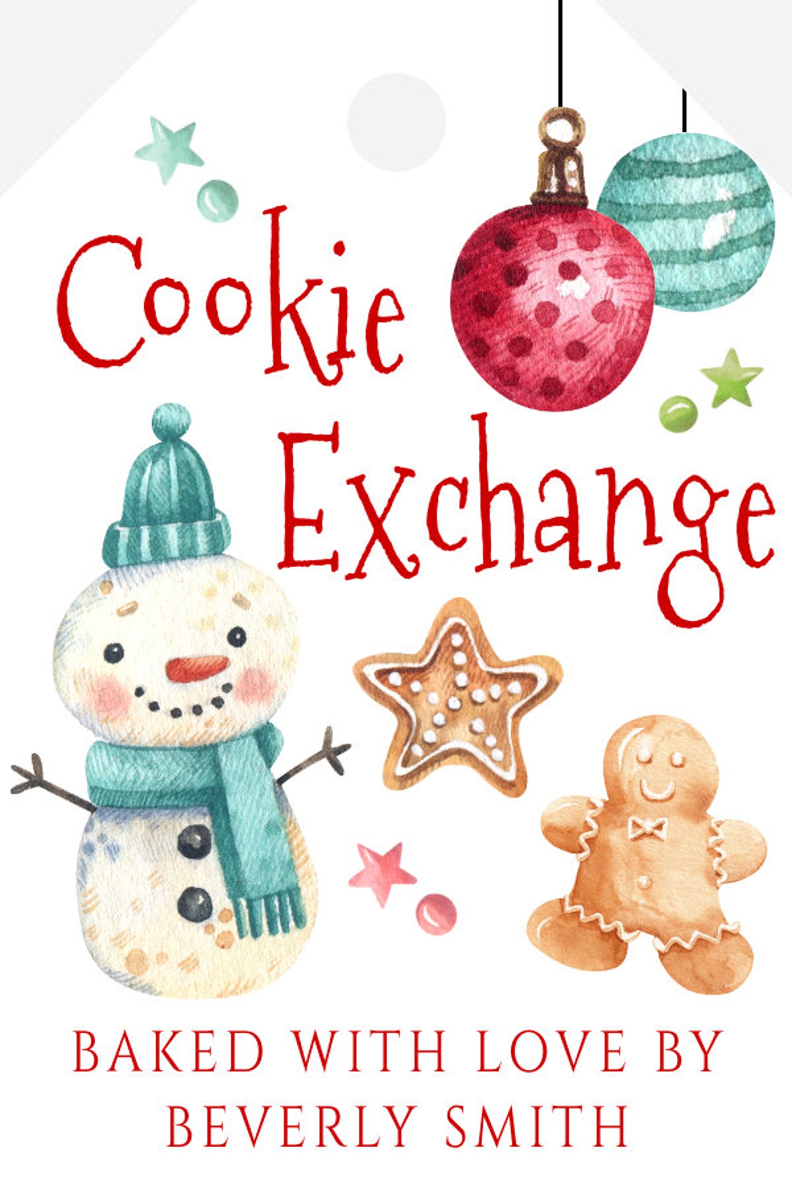 Cookie Exchange Christmas Favor Tag Template Baked With Love - Etsy