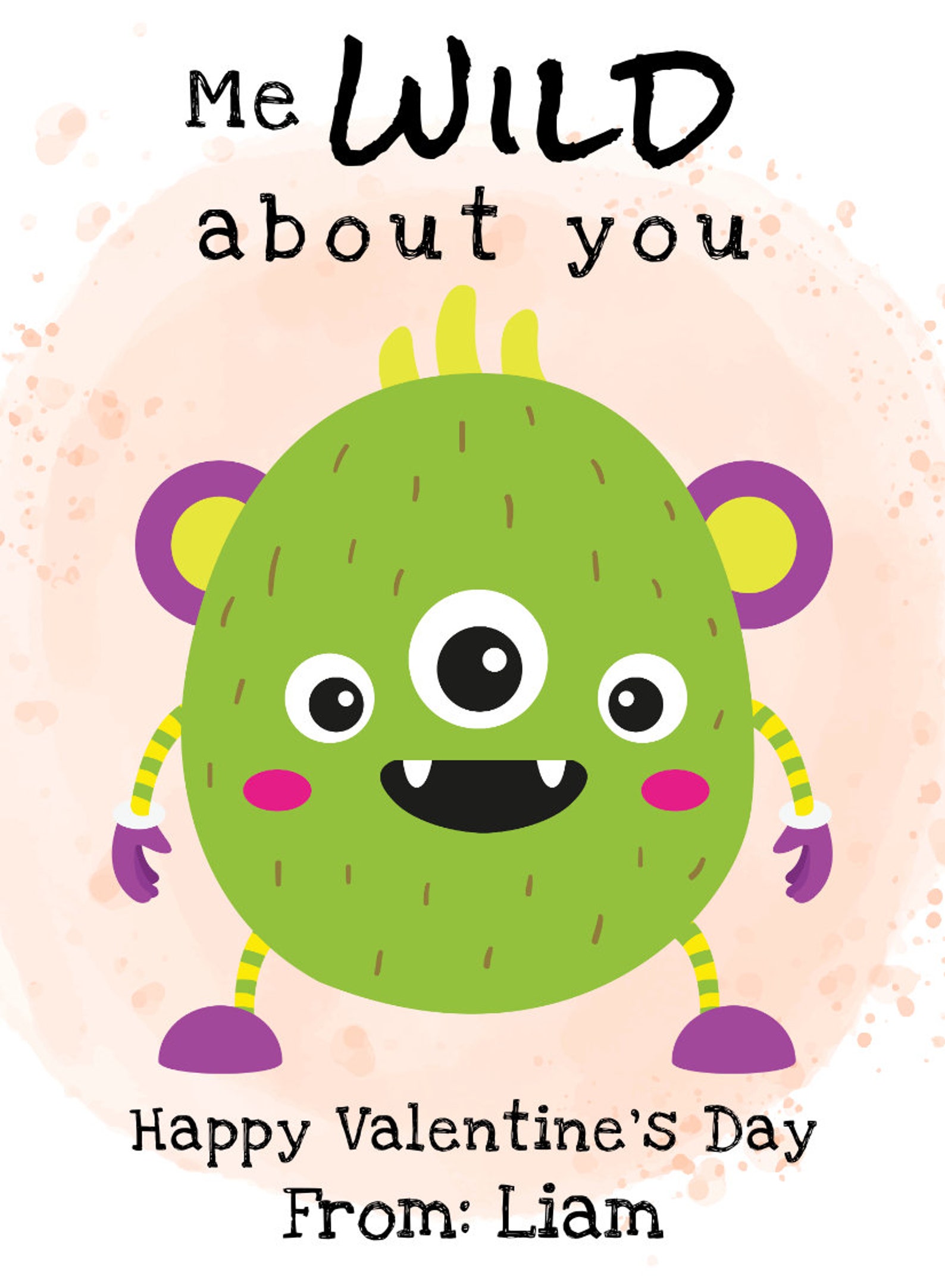 Monster Valentines Day Card Template, Monster Valentines Cards for Kids ...