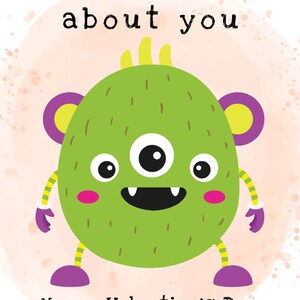 Monster Valentines Day Card Template, Monster Valentines Cards for Kids ...