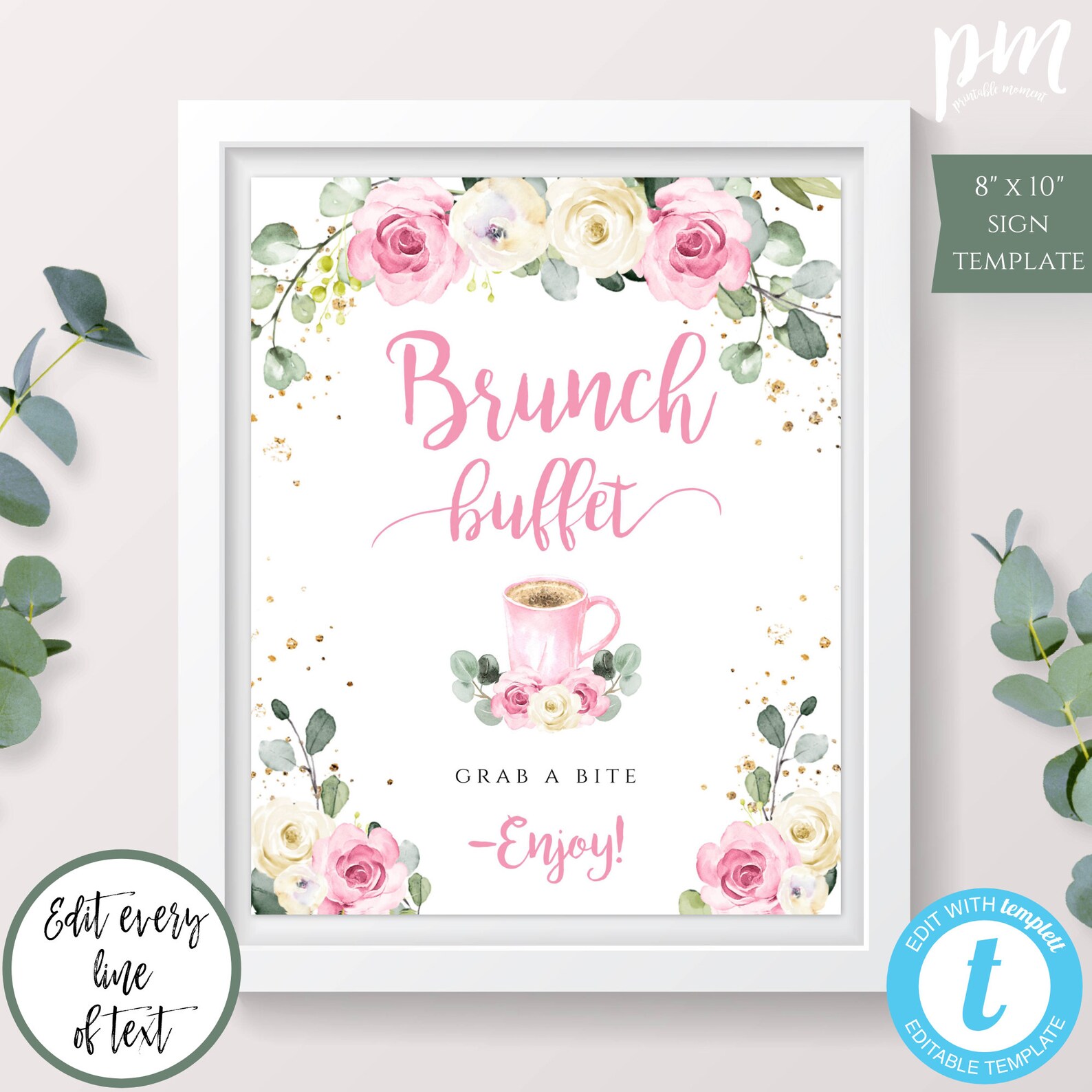 Pink Floral Brunch Buffet Sign Template Printable A Baby is - Etsy