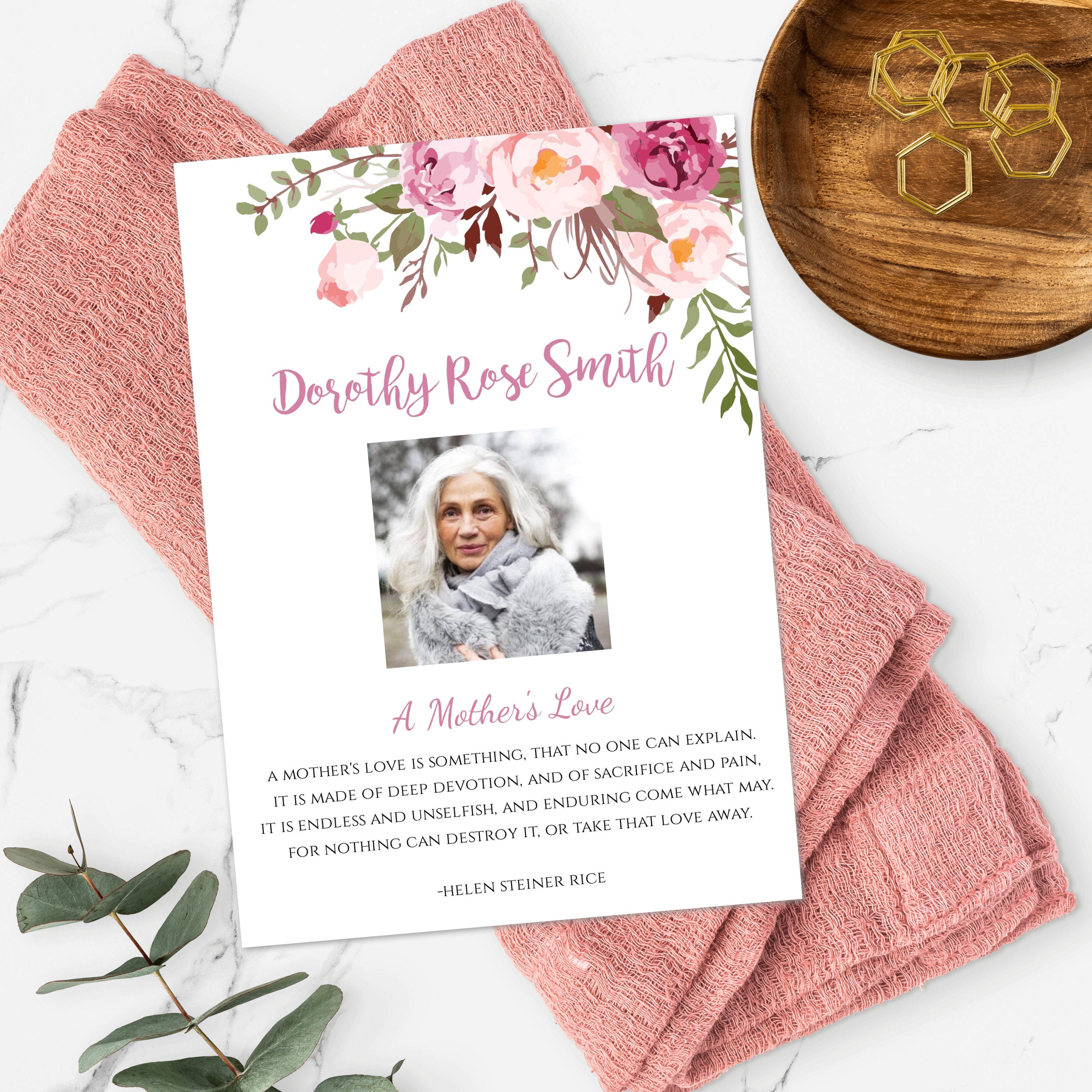 Pink Floral Funeral Template Printable Funeral Template - Etsy Canada