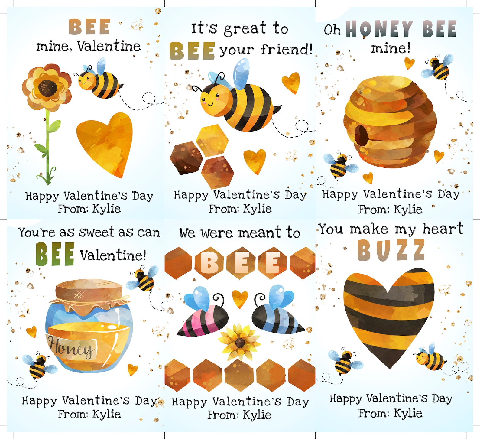 Bee Valentines Day Card Template Honey Bee Valentine Card for | Etsy