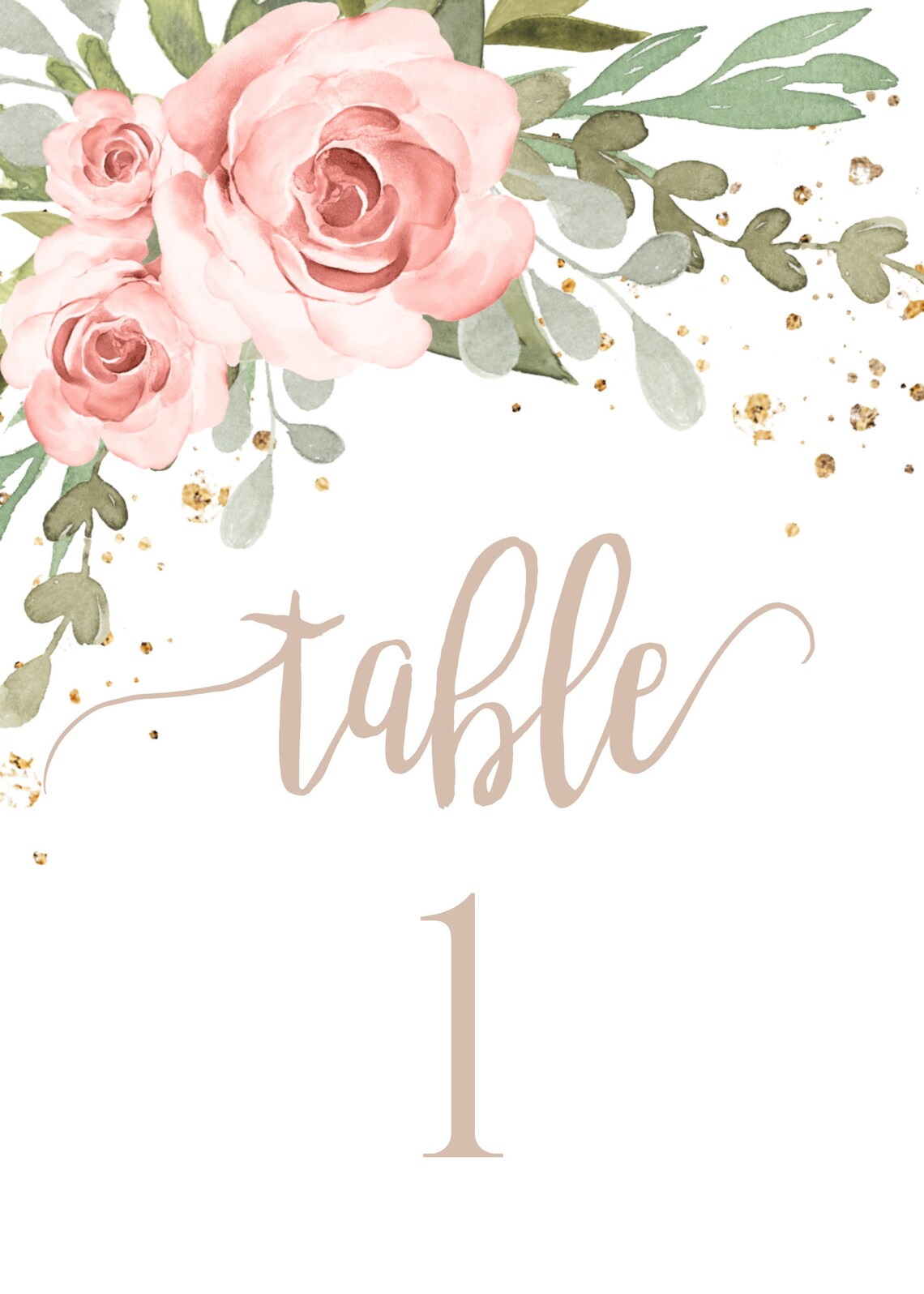 Printable Pink Floral Table Number 4x6 + 5x7 Card Templates, Editable ...