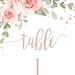 Printable Pink Floral Table Number 4x6 + 5x7 Card Templates, Editable ...