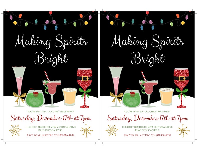 Making Spirits Bright Christmas Party Invitation Template - Etsy