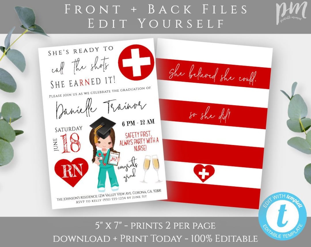Nurse Graduation Party Invitation Template, Nursing Graduation ...