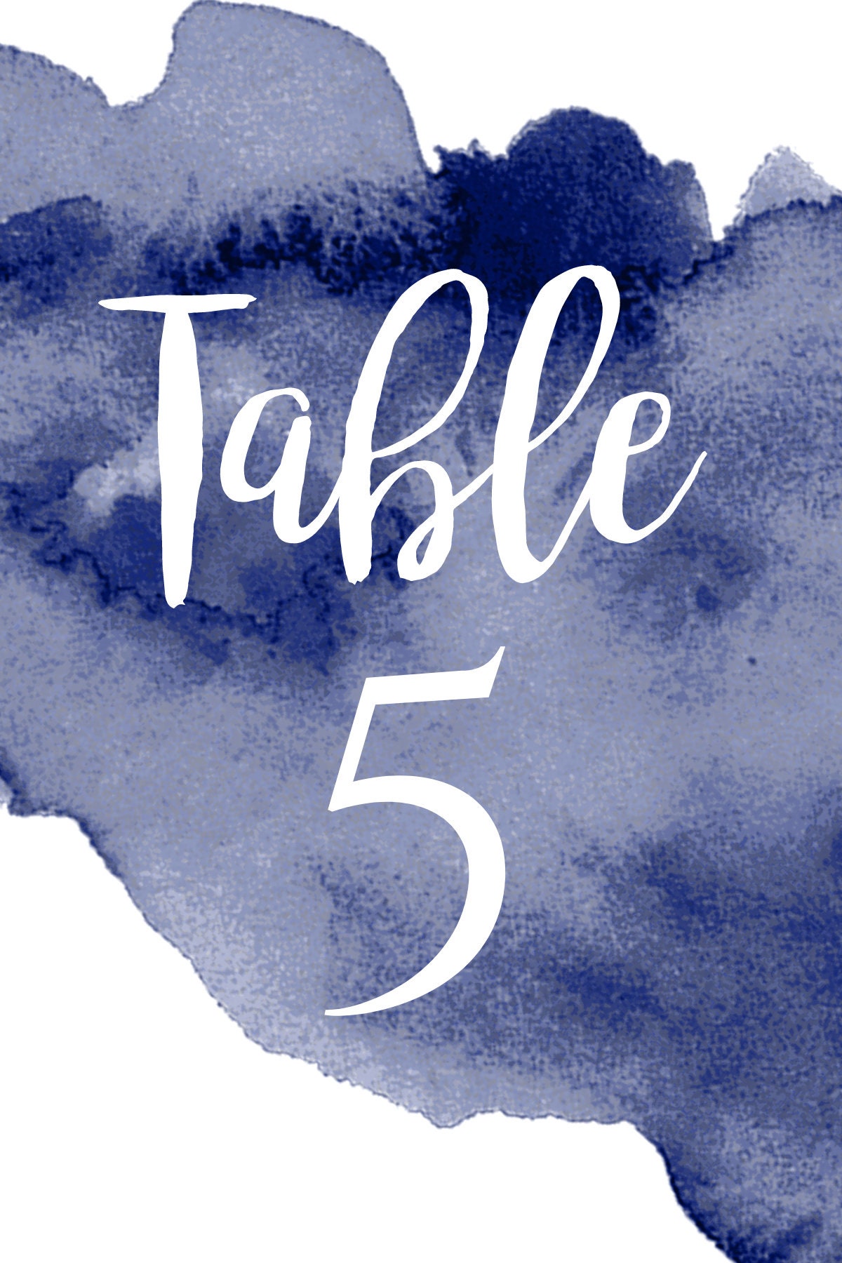 Navy Blue Watercolor Table Number Template for Wedding Blue - Etsy