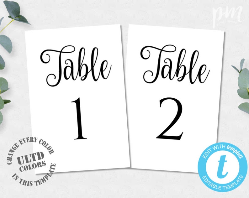 Script Wedding Table Number Template Printable Table Number - Etsy