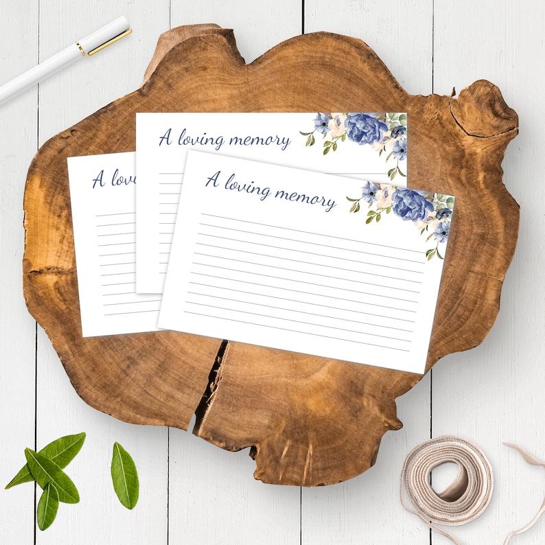 Blue Floral Memory Card Keepsake Template Share a Memory Card - Etsy