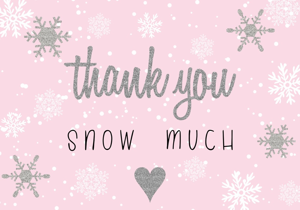 Winter One-derland Thank You Snow Much Card Template Pink - Etsy