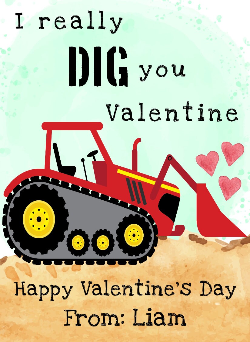Red Tractor Valentines Day Card Template, Tractor Valentines Cards for ...