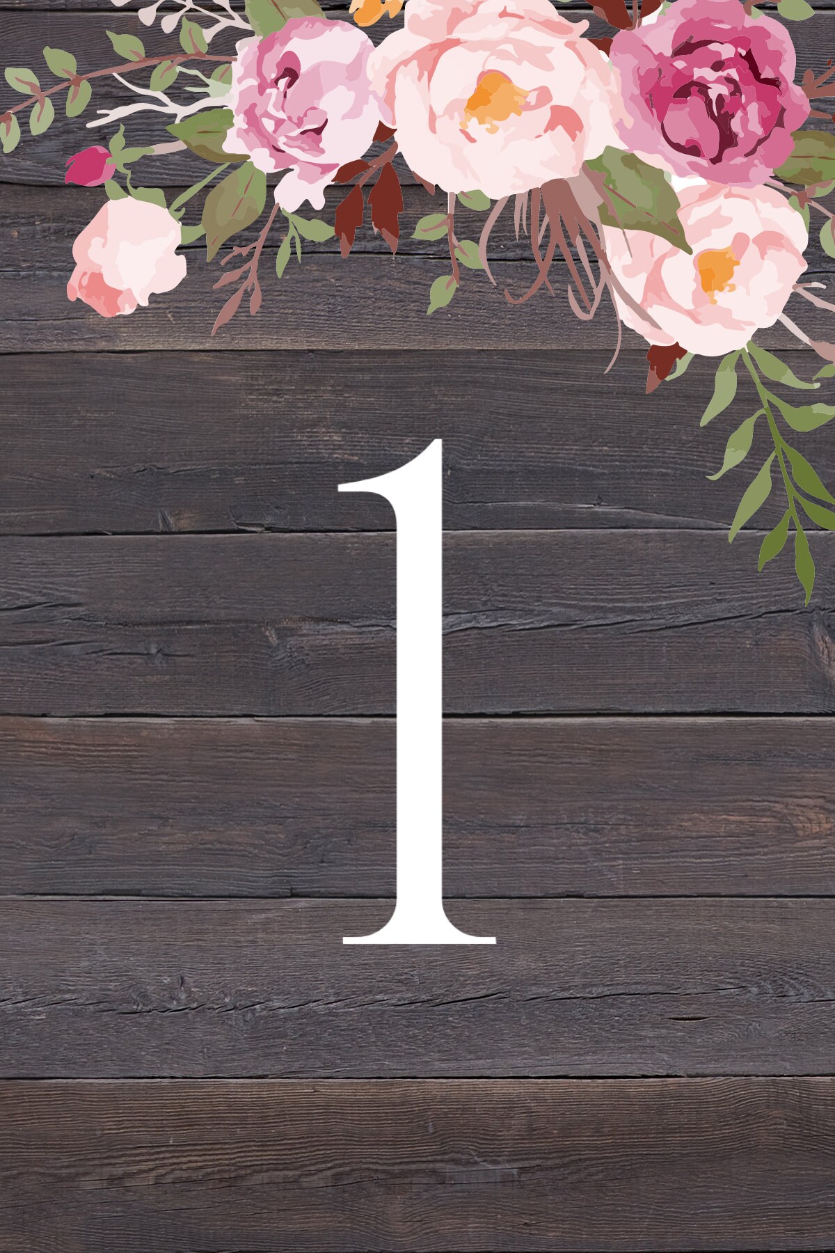Rustic Floral Table Number Template Pink Floral Wedding Table | Etsy