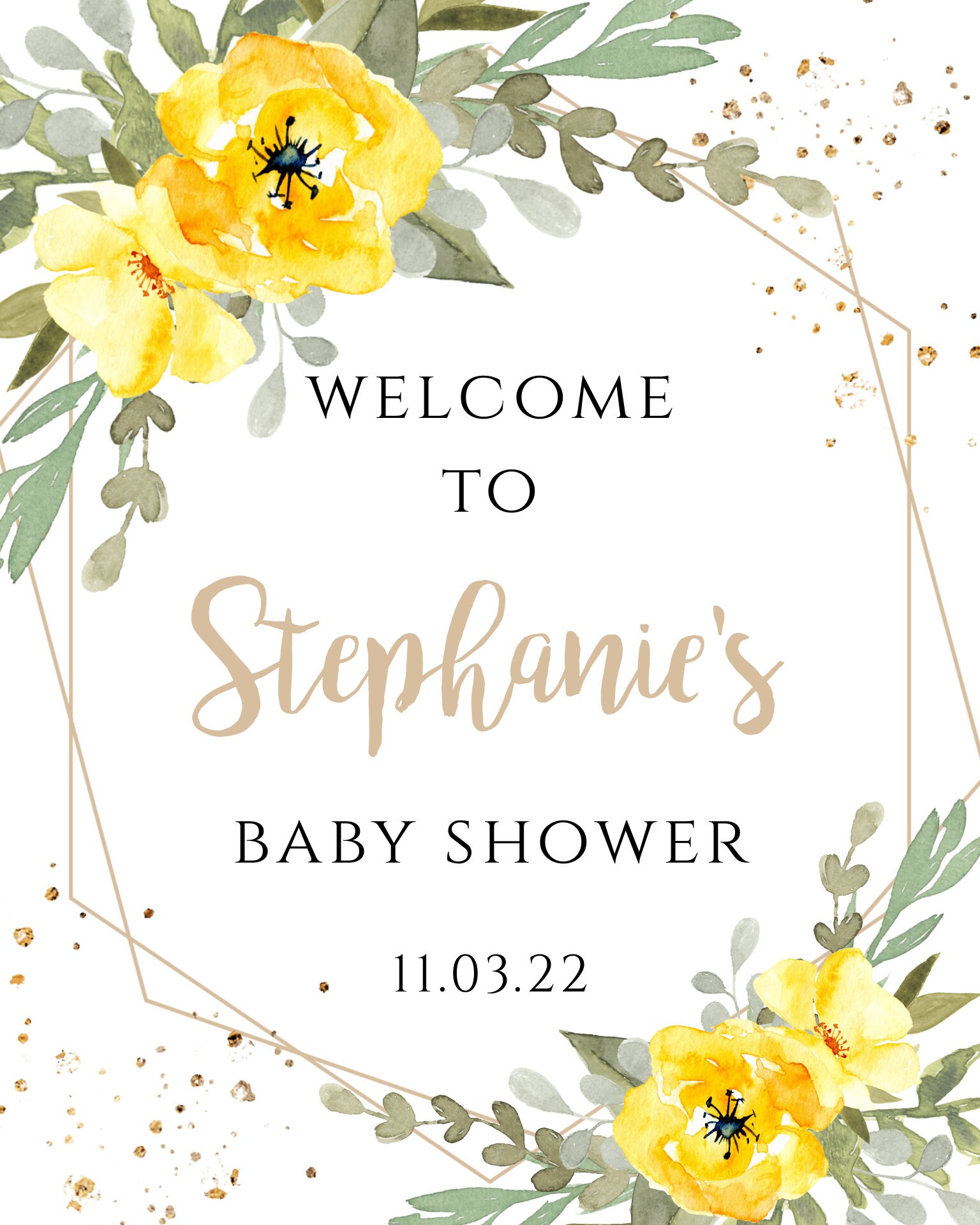 Yellow Floral Welcome Sign Template Welcome Poster Door | Etsy