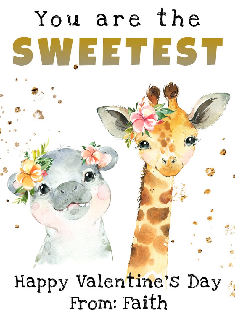 Jungle Valentine Card Template Safari Valentines Cards for - Etsy