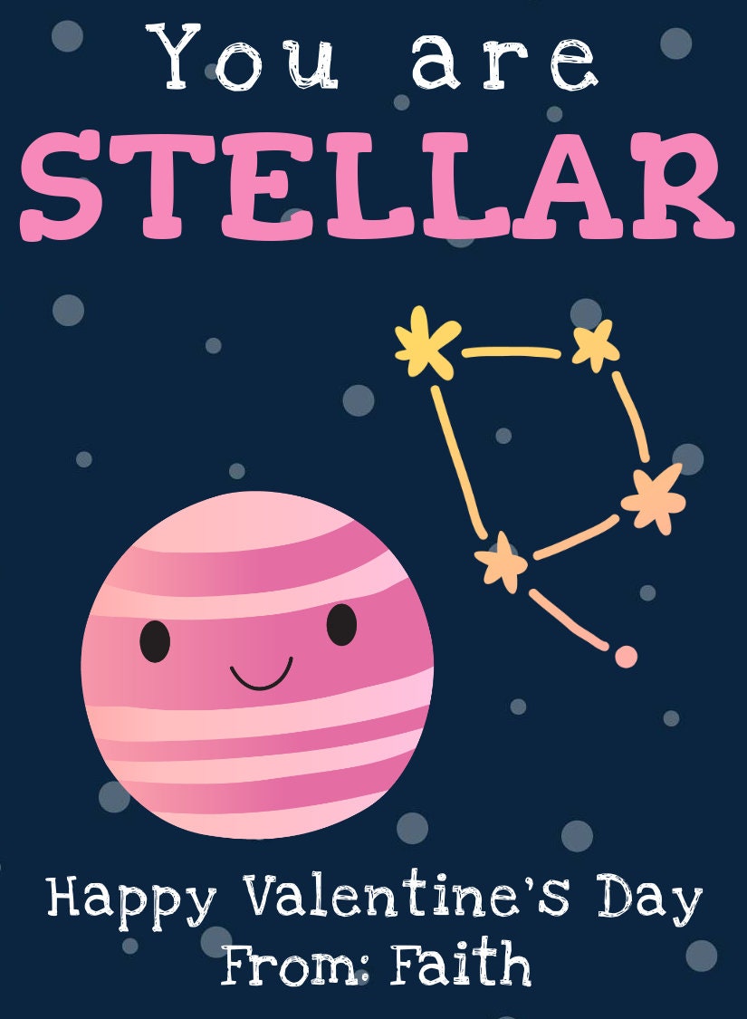 Planet Valentines Day Card Template, Space Valentines Cards for Kids ...