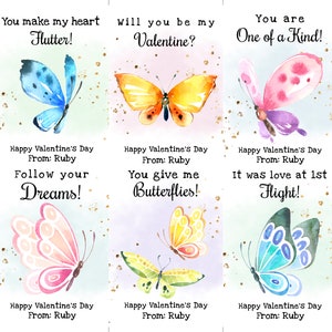 Butterfly Valentines Day Card Template, Digital Valentine Cards for ...