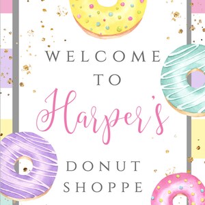 Donut Birthday Welcome Sign Template, Welcome Birthday Sign, Welcome ...