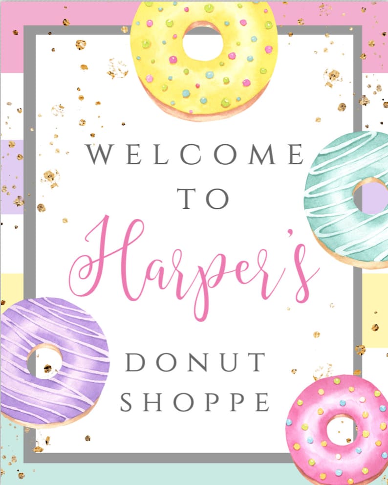 Donut Birthday Welcome Sign Template Welcome Birthday Sign - Etsy
