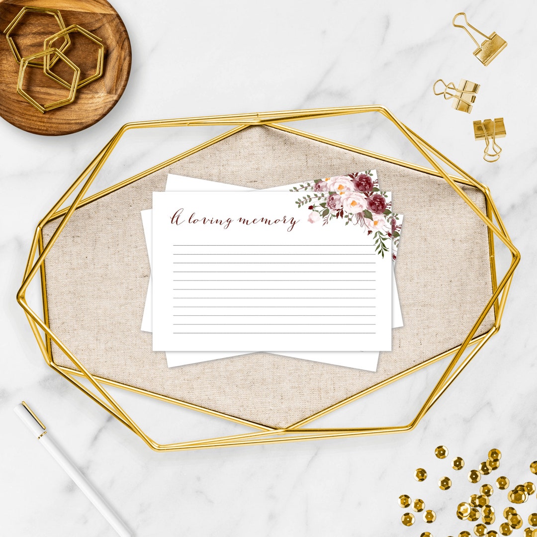 Burgundy Floral Funeral Keepsake Template, Share a Memory Card ...