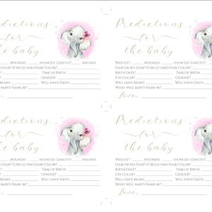 Pink Elephant Baby Shower Keepsakes, Wishes for Baby Advice for Mommy ...