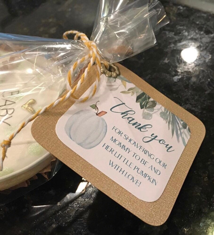 Pumpkin Favor Tag Template, Little Pumpkin Baby Shower Printable, Blue ...