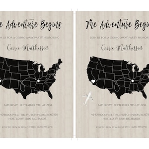 Map Invitation Template, DIY Editable Going Away Party Invite ...