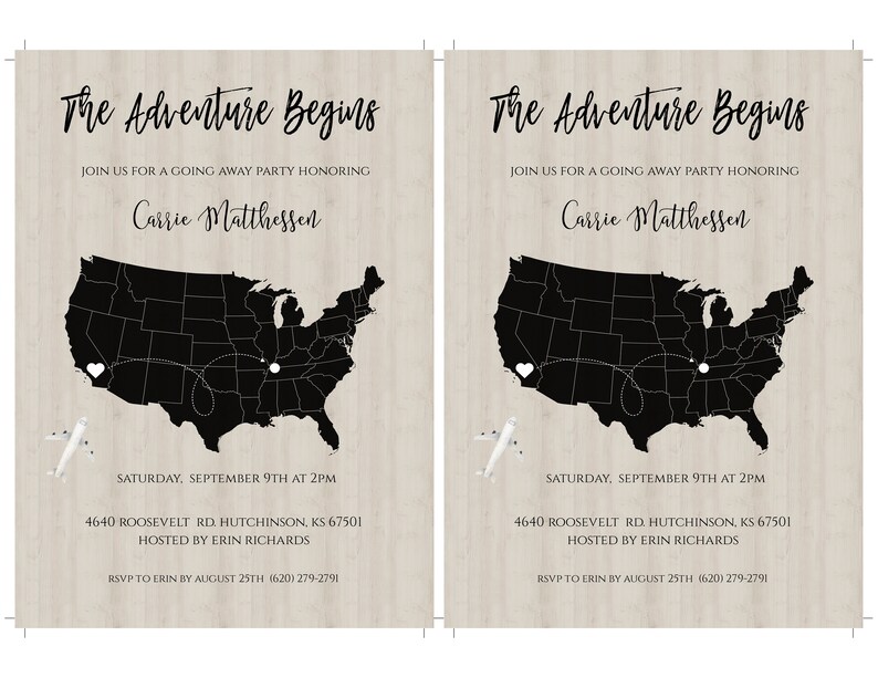 Map Invitation Template DIY Editable Going Away Party Invite - Etsy UK