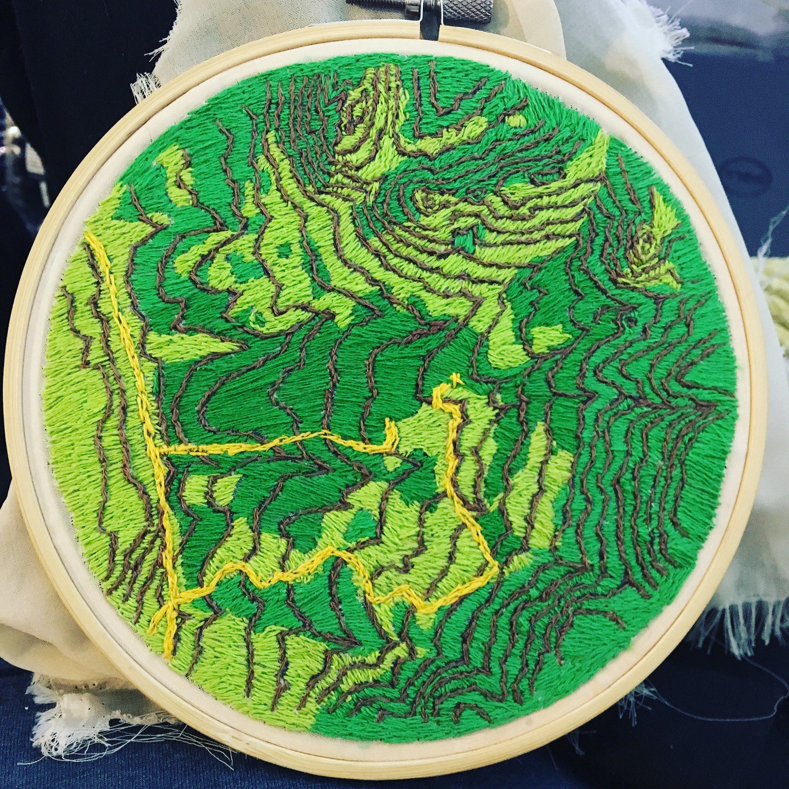 7" Custom Embroidered Topographic Map - Etsy