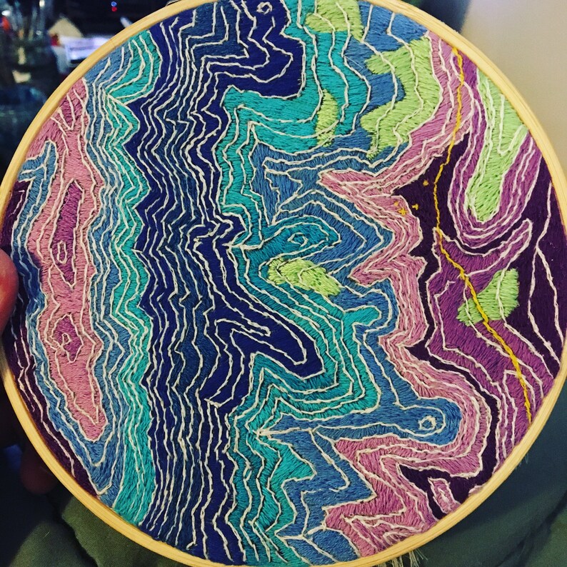 7" Custom Embroidered Topographic Map - Etsy