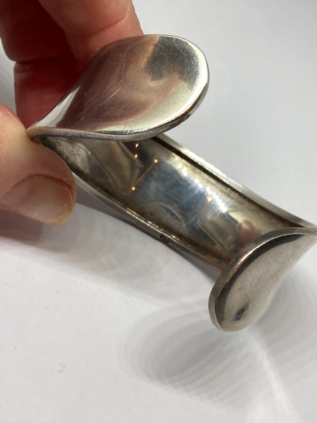 Vintage Solid Sterling Silver Modernist Sculptural Open Ended Cuff ...