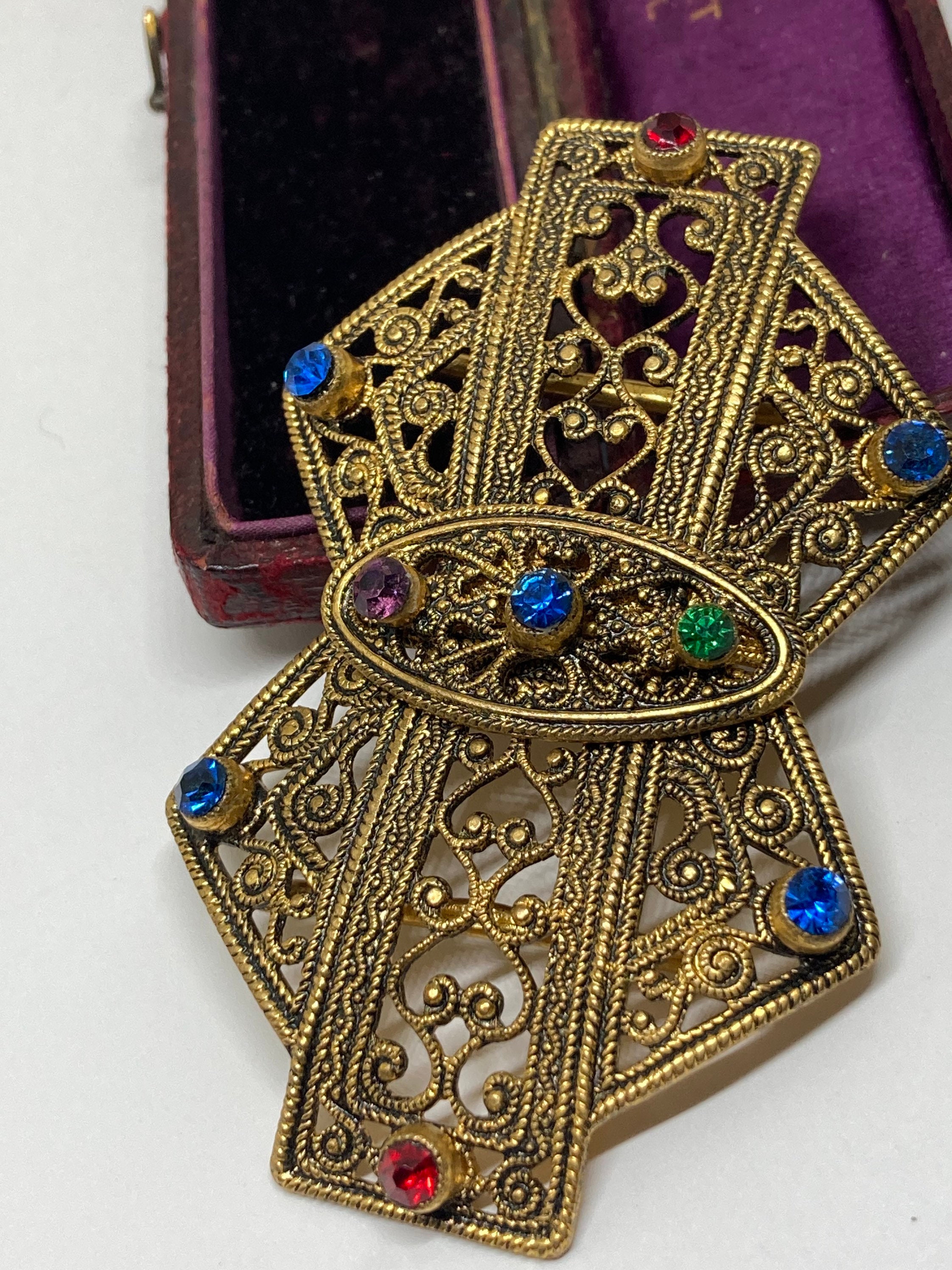 Vintage Art Deco 1930s Czech Filigree Multi Coloured Stone Set Belt ...