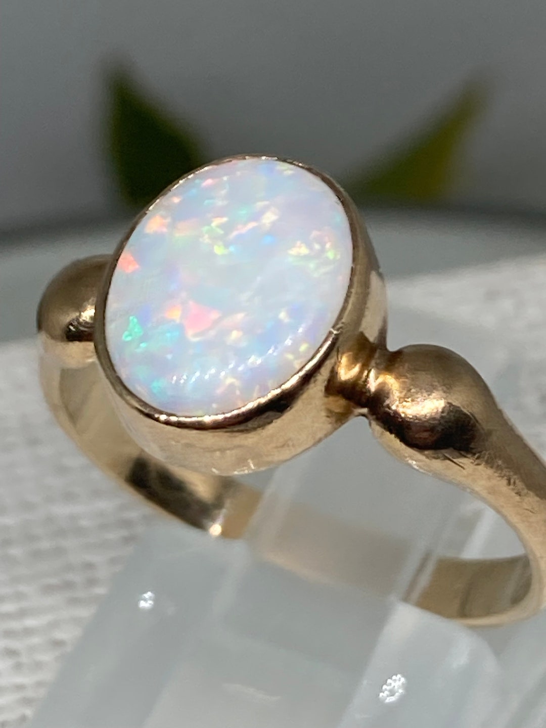 Vintage Victorian Style 9ct Yellow Gold Large Bezel Set Oval Feiry Opal ...