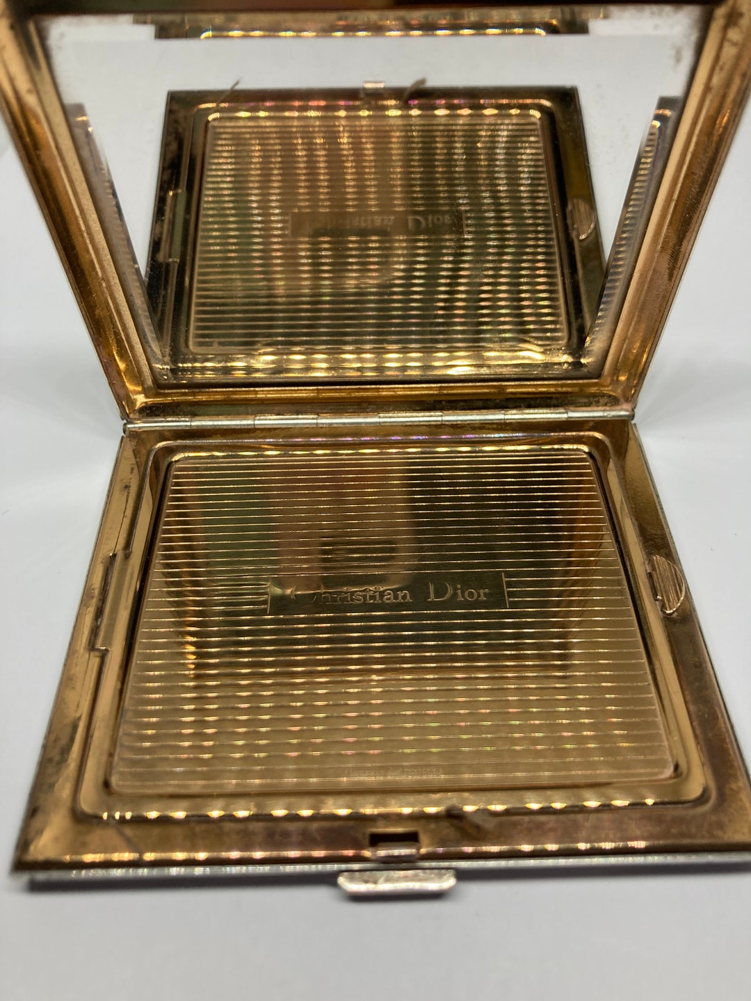 Vintage Christian Dior Two Tone Ribbed Powder Compact - Etsy