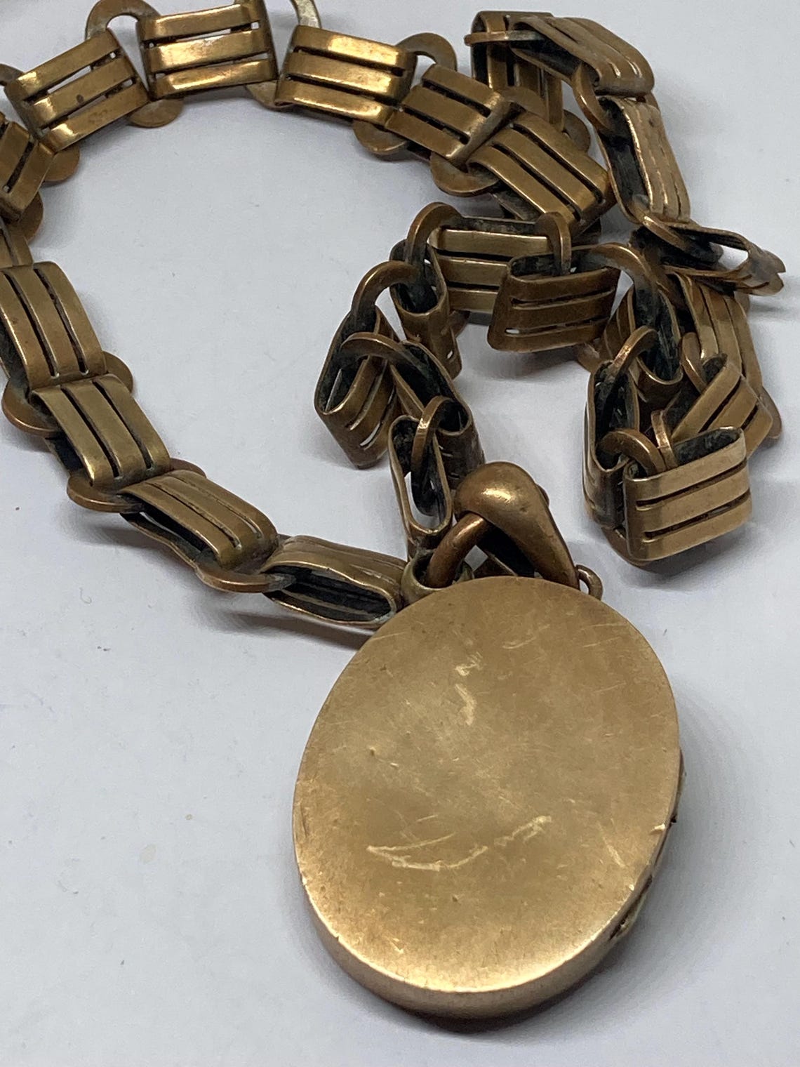 Antique Victorian Pinchbeck Gilt Metal Bookchain Necklace: Double Photo ...