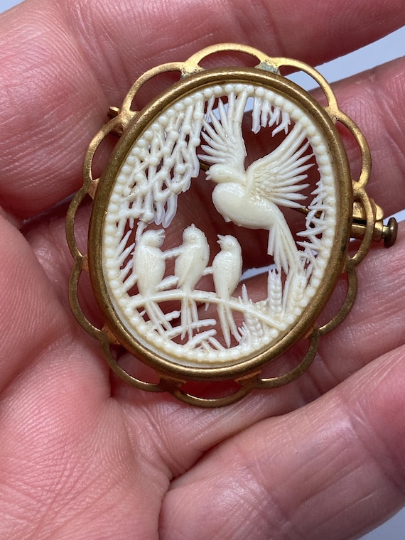 Antique French 1920s Depose Birds in Tree Oval Shaped… - Gem