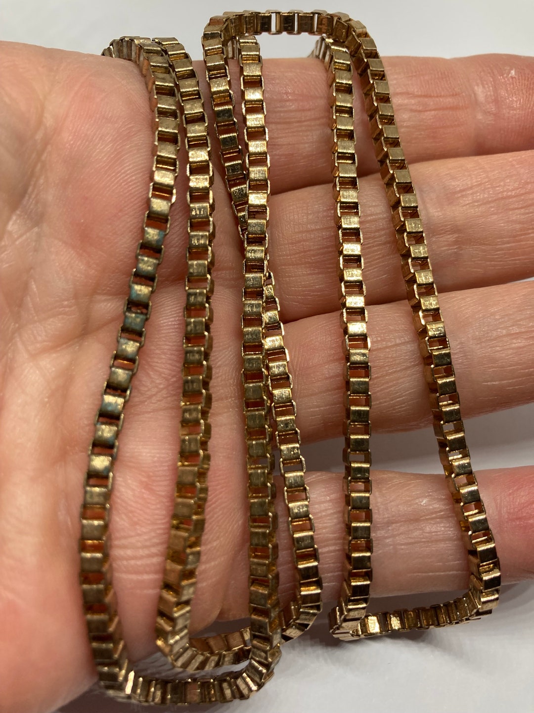 Vintage 18ct 30” Gold Plated High Quality Large Box Chain/necklace - Etsy