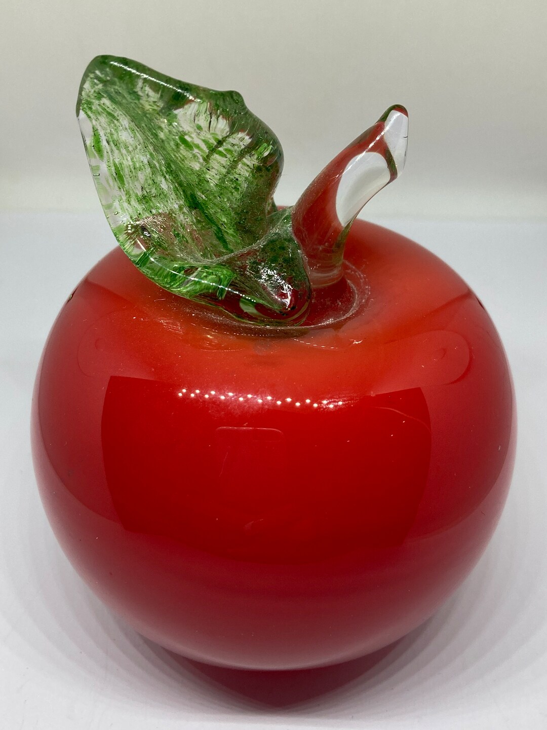 ADAM JABLONSKI Mid Century Vintage Signed Polish Art Glass Red Apple ...