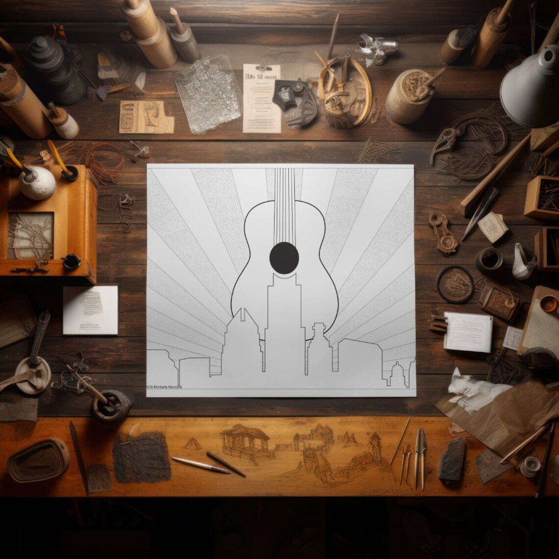 Printable Austin Skyline Coloring Page Guitar Skyline Art Unique Austin ...